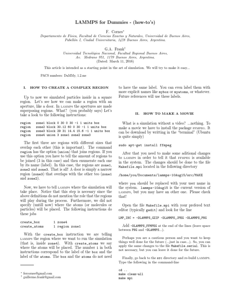 Lammps For Dummies | Download Free PDF | Control Flow | Summation