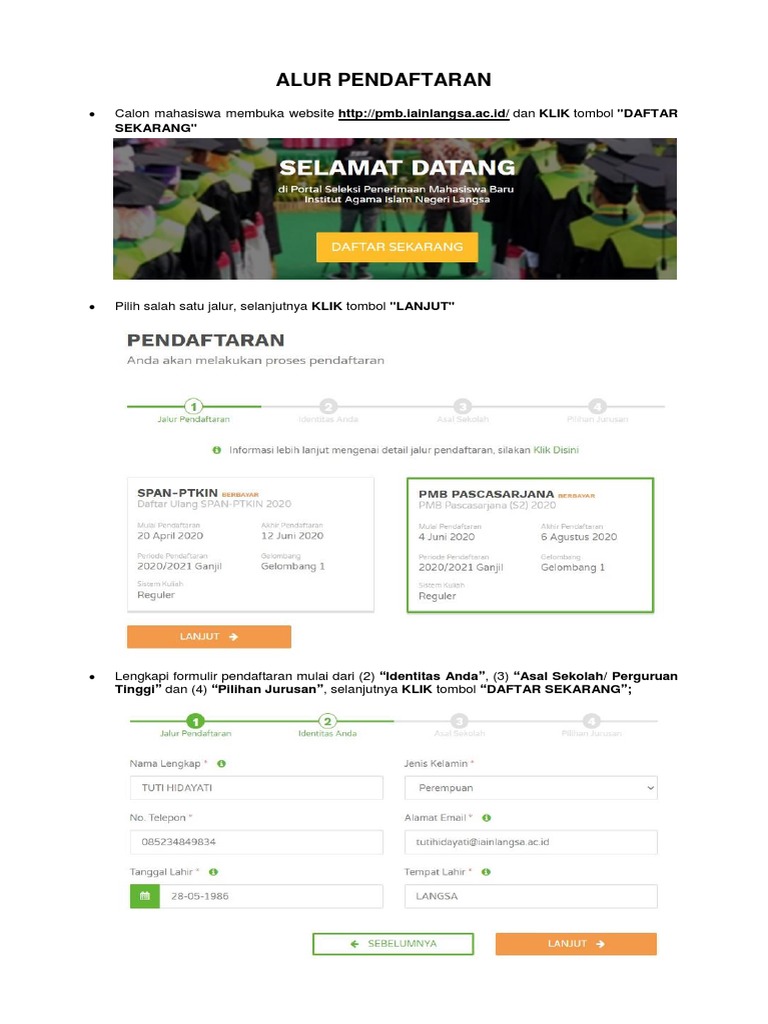 Alur Pendaftaran PMB Pascasarjana 2021 | PDF
