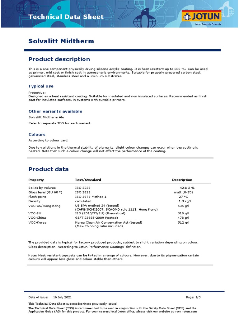 TDS 1493 Solvalitt Midtherm Euk GB | PDF | Abrasive | Paint