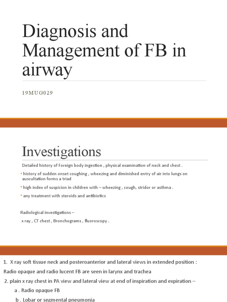 Diagnosis and Management of FB in Airway | PDF