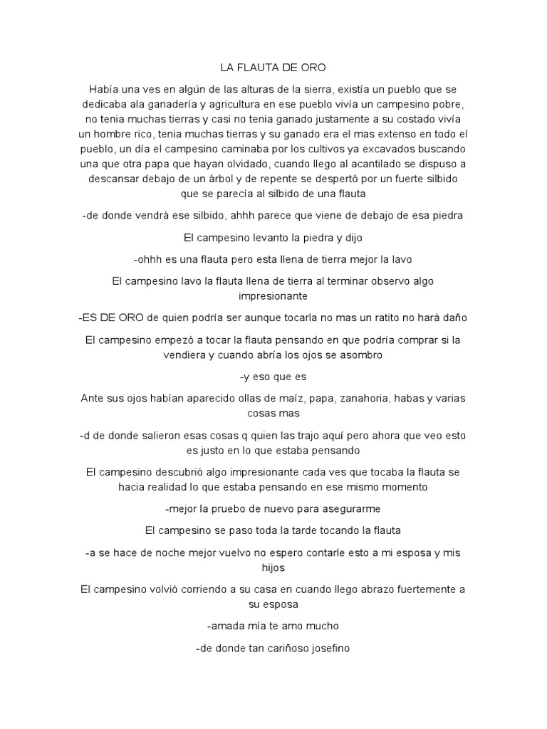 La Flauta de Oro: Un Cuento Mágico | PDF