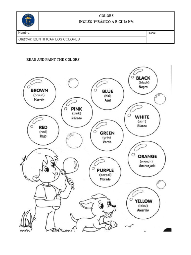 Guía N°4 - 1° Básico Colors | PDF