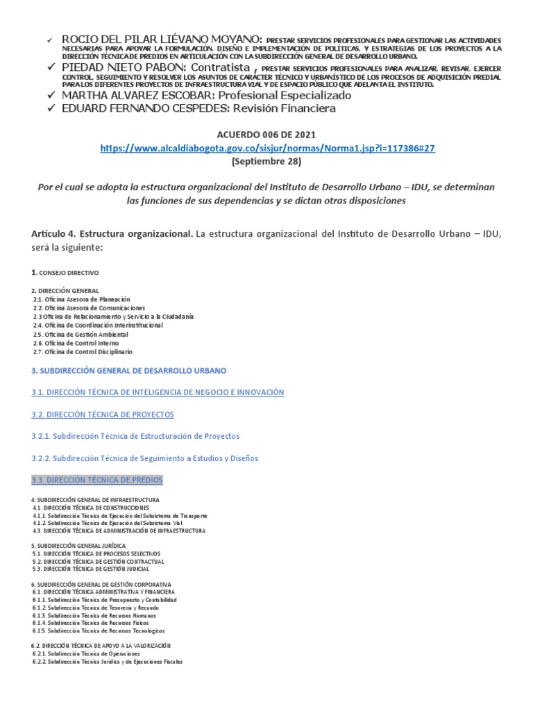 Estructura y Funciones del IDU | PDF