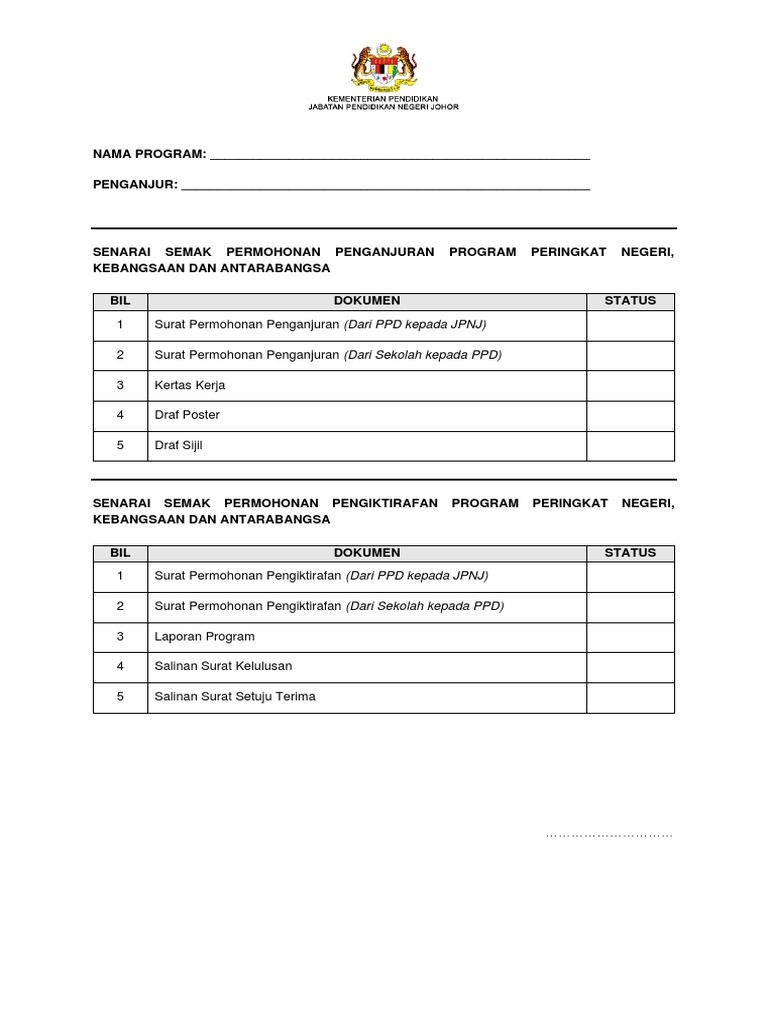 SENARAI SEMAK (SEKOLAH) | PDF