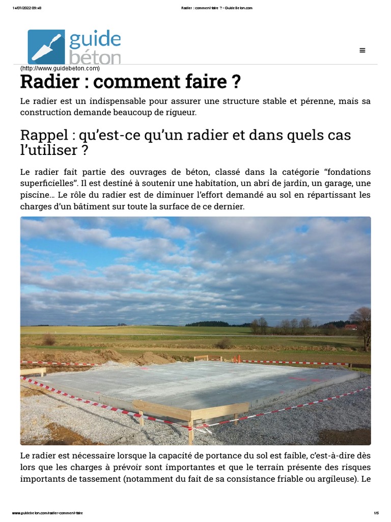 Radier - Comment Faire | PDF | Béton | Fondation (construction)