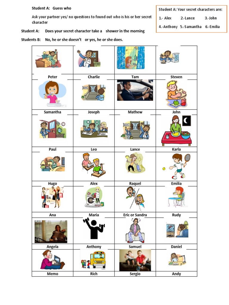 Guess Who Daily Routines | PDF