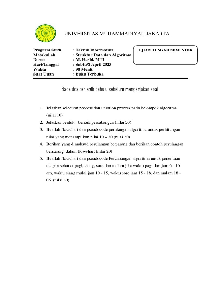 Uts Struktur Data Dan Algoritma | PDF