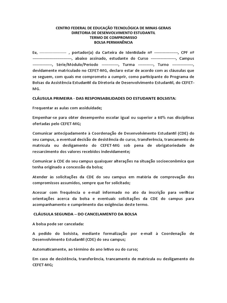 Termo de Compromisso_2023 | PDF