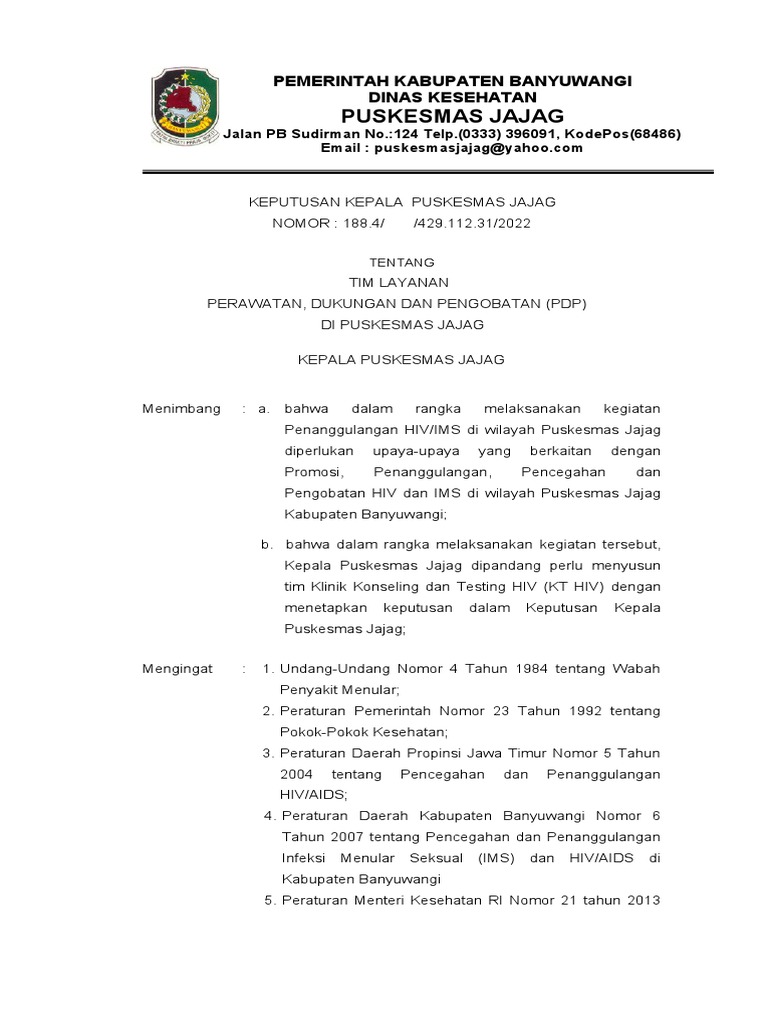 Tim Layanan Konseling HIV Puskesmas Jajag | PDF