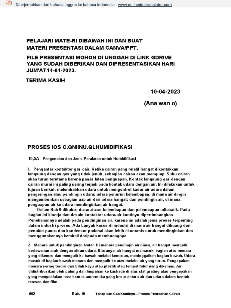 Proses Humidifikasi Berkelanjutan | PDF