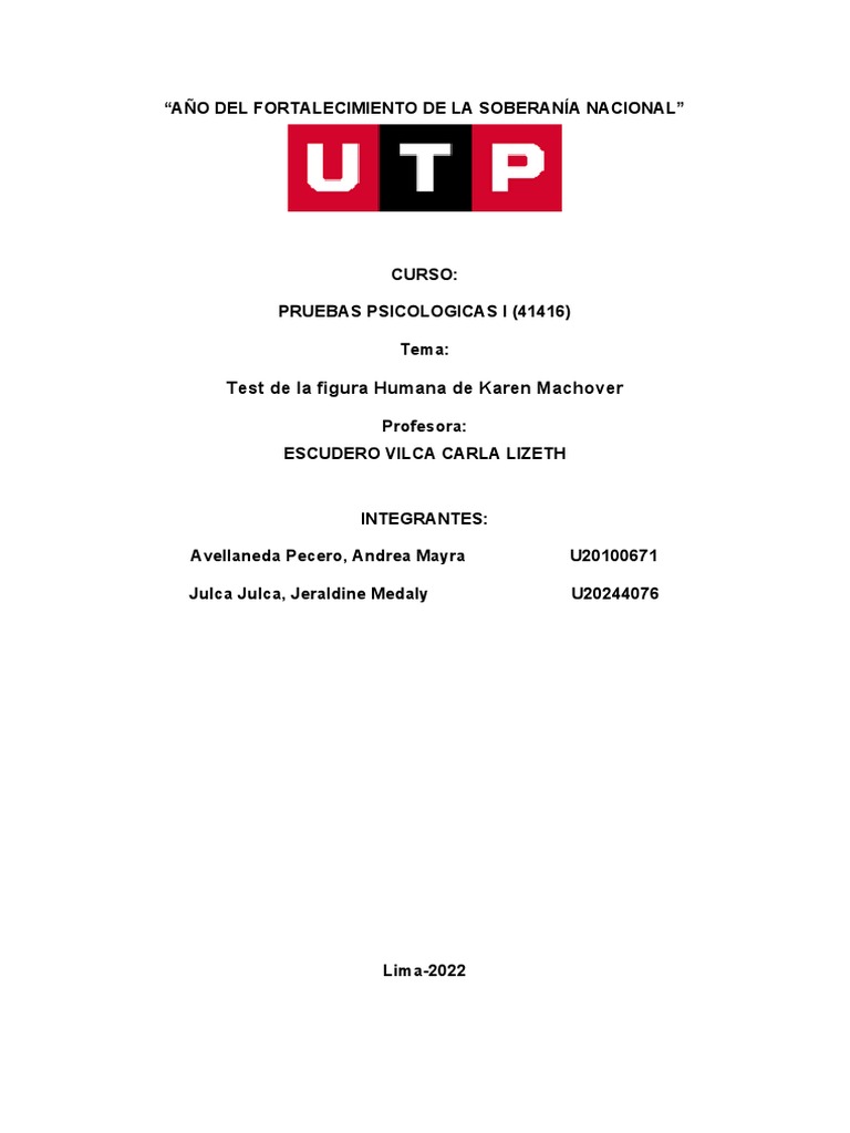 Esquema de Informe Machover Revisar) | PDF