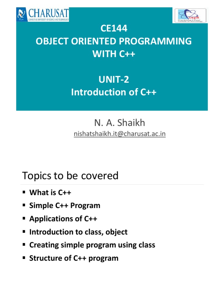 CE144 OOPC Unit-02 | PDF | C++ | Class (Computer Programming)