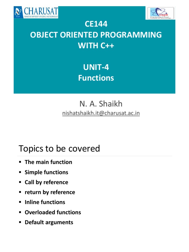 CE144 OOPC Unit-04 | PDF | Parameter (Computer Programming) | C++ CE144 OOPC Unit-04 | PDF | Parameter (Computer Programming) | C++