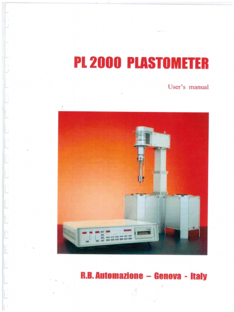 Plastometer PL-2000 Manual | PDF