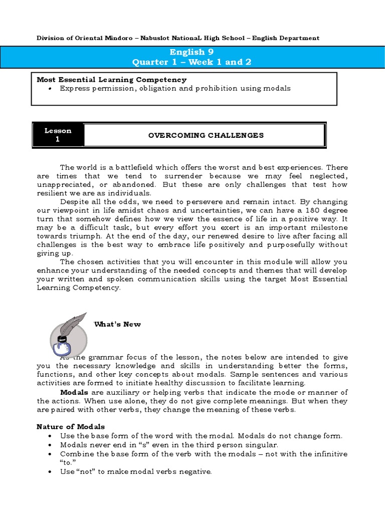 ENGLISH 9 Quarter 1 Week 1 and 2 | PDF | Linguistics