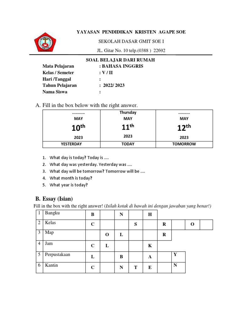 Soal BDR Kelas 5 | PDF