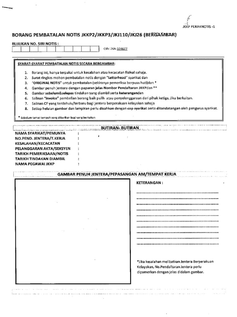 Surat Permohonan Pembatalan Notis JKKP | PDF