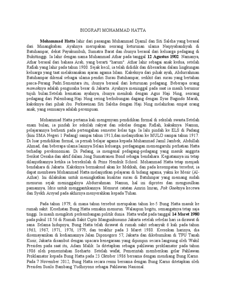 Biografi Mohammad Hatta Pdf 