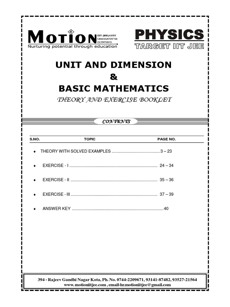 1.units, Dimensions & Basic Maths | PDF