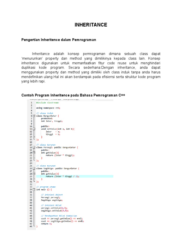 Pengertian dan Contoh Inheritance | PDF