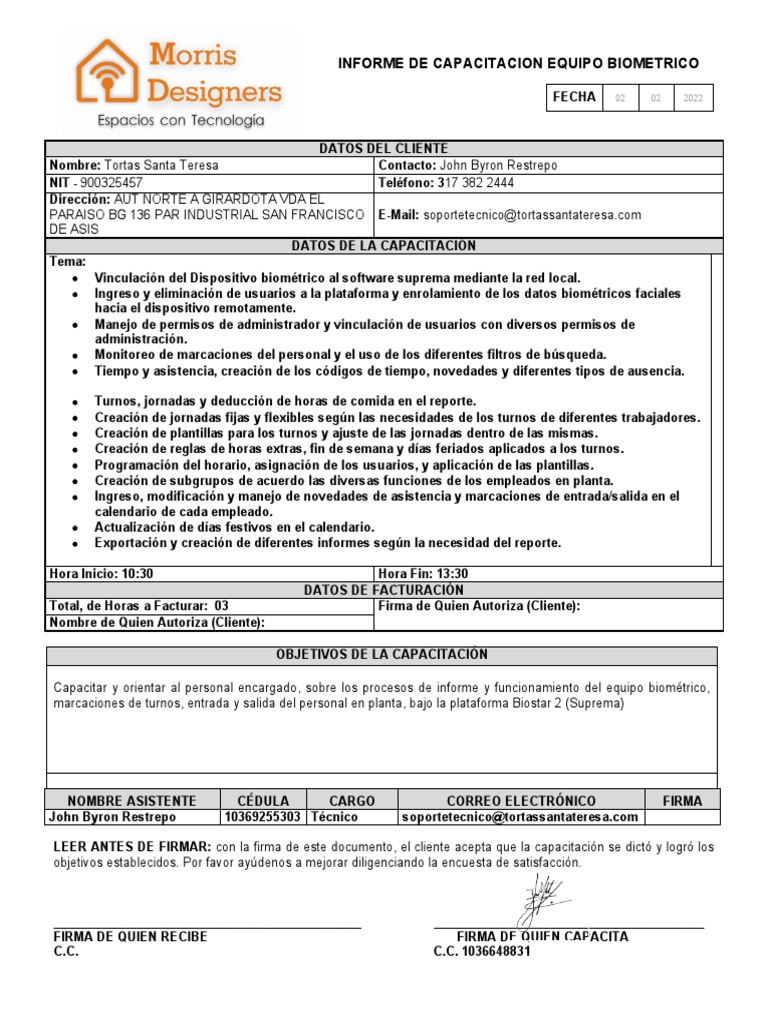 Informe de Capacitación Biometría | PDF | Biometría | Ingeniería ...