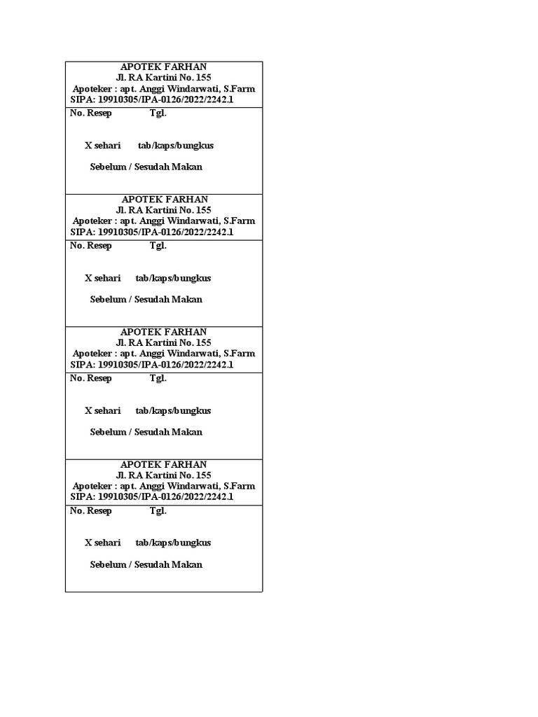 Etiket Dan Copy Resep | PDF