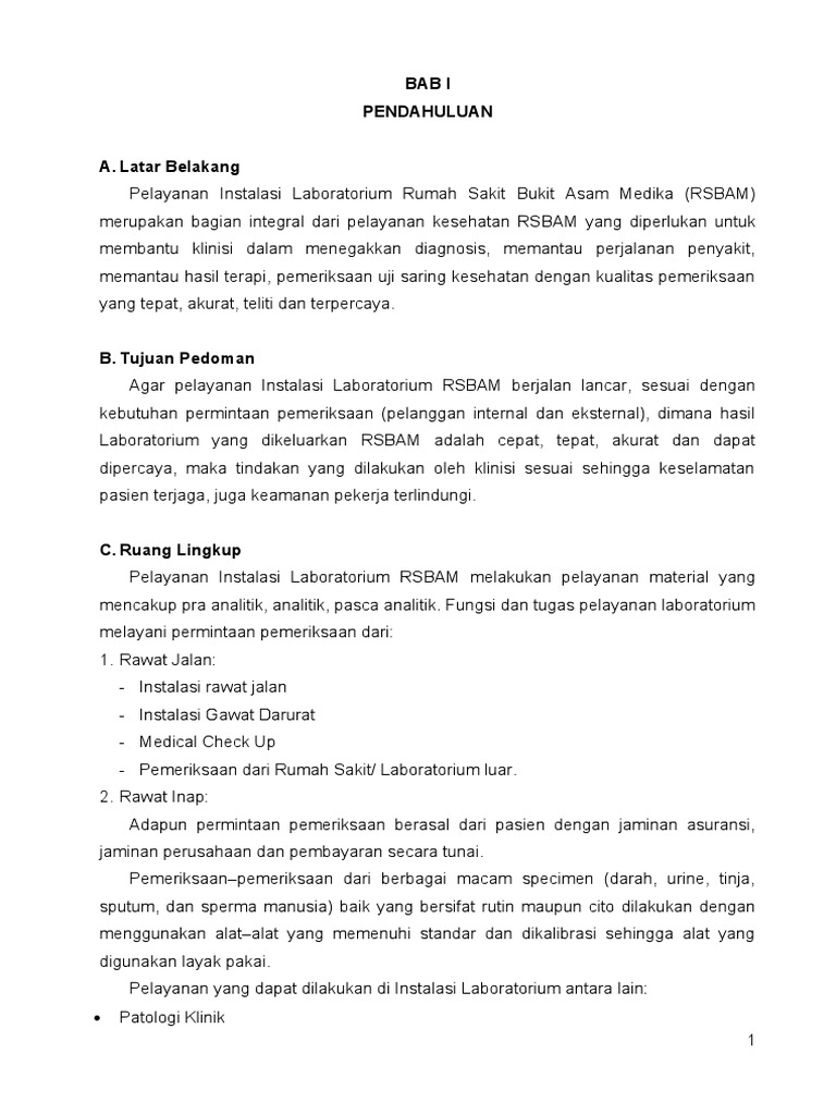 Pedoman Pelayanan Laboratorium (2022) (ISI) Copy | PDF