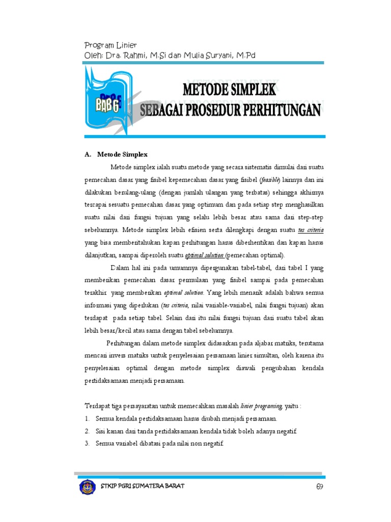 BAB 6 Metode Simpleks | PDF