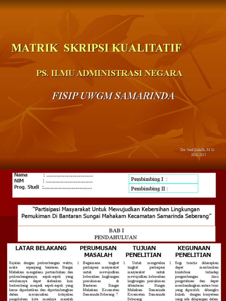 Matriks Skripsi Kualitatif FISIP UWGM | PDF