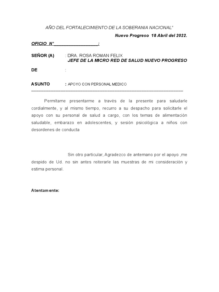 Oficio para Centro de Salud | PDF Oficio para Centro de Salud | PDF