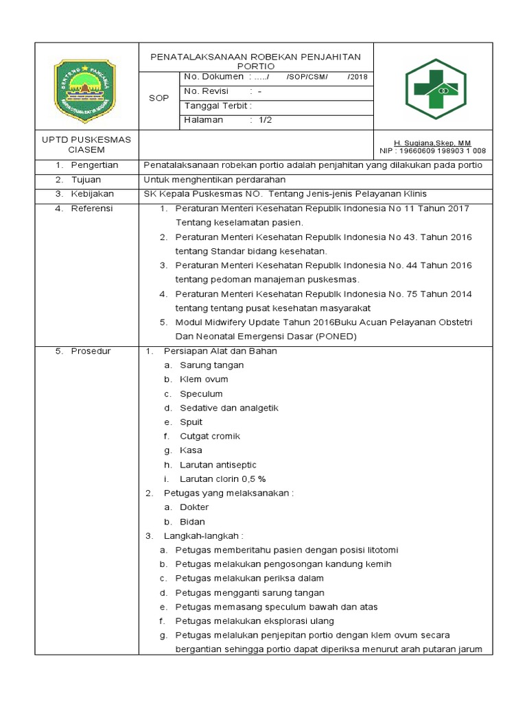 Sop Robekan Portio | PDF