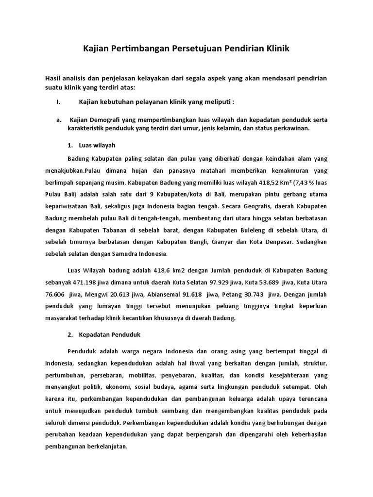 Kajian Pertimbangan Persetujuan Pendirian Klinik | PDF