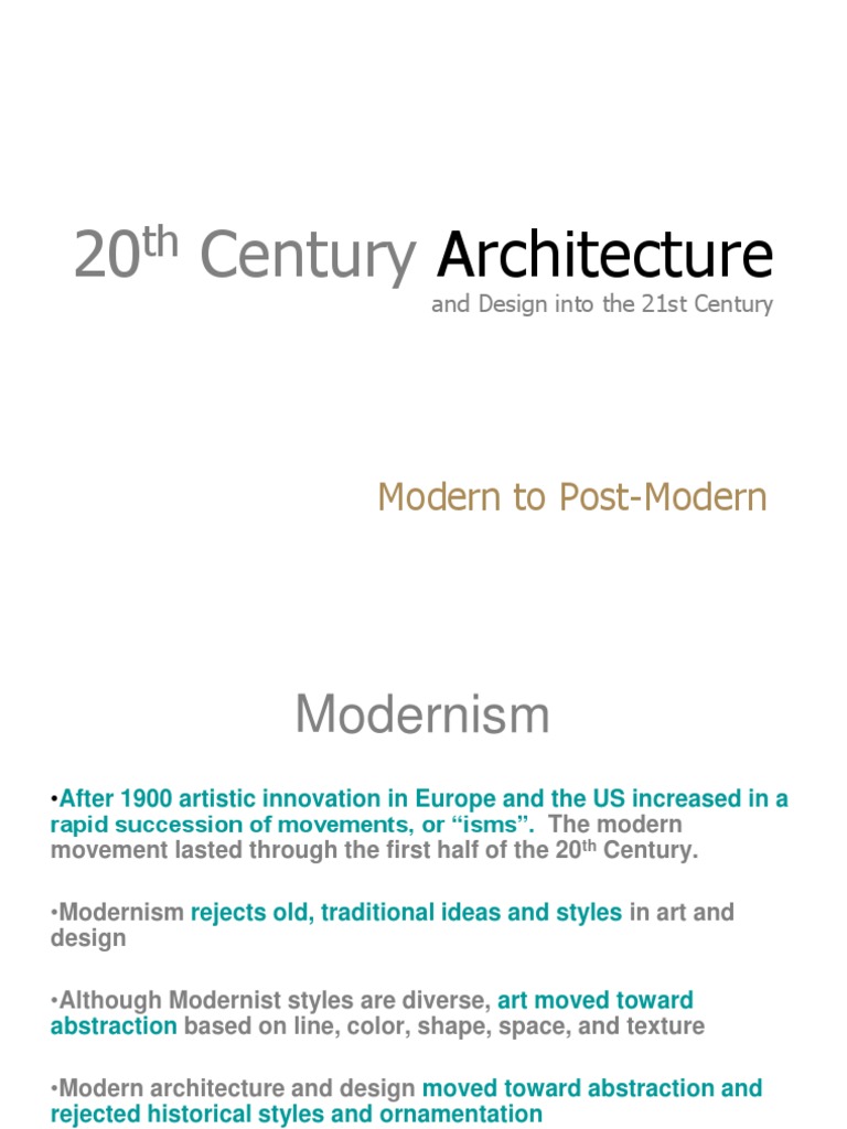 20th Century Modern To PostModern | PDF | Art Deco | Art Nouveau