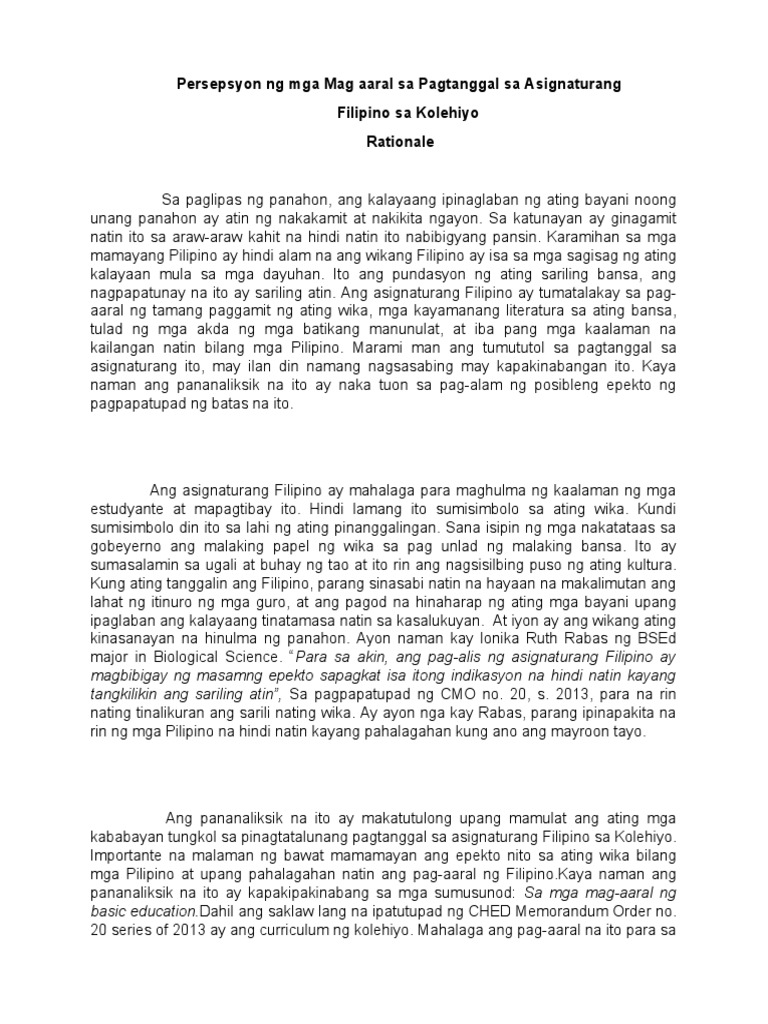 Persepsyon NG Mga Mag Aaral Sa Pagtanggal NG Asignaturang 11pollux | PDF