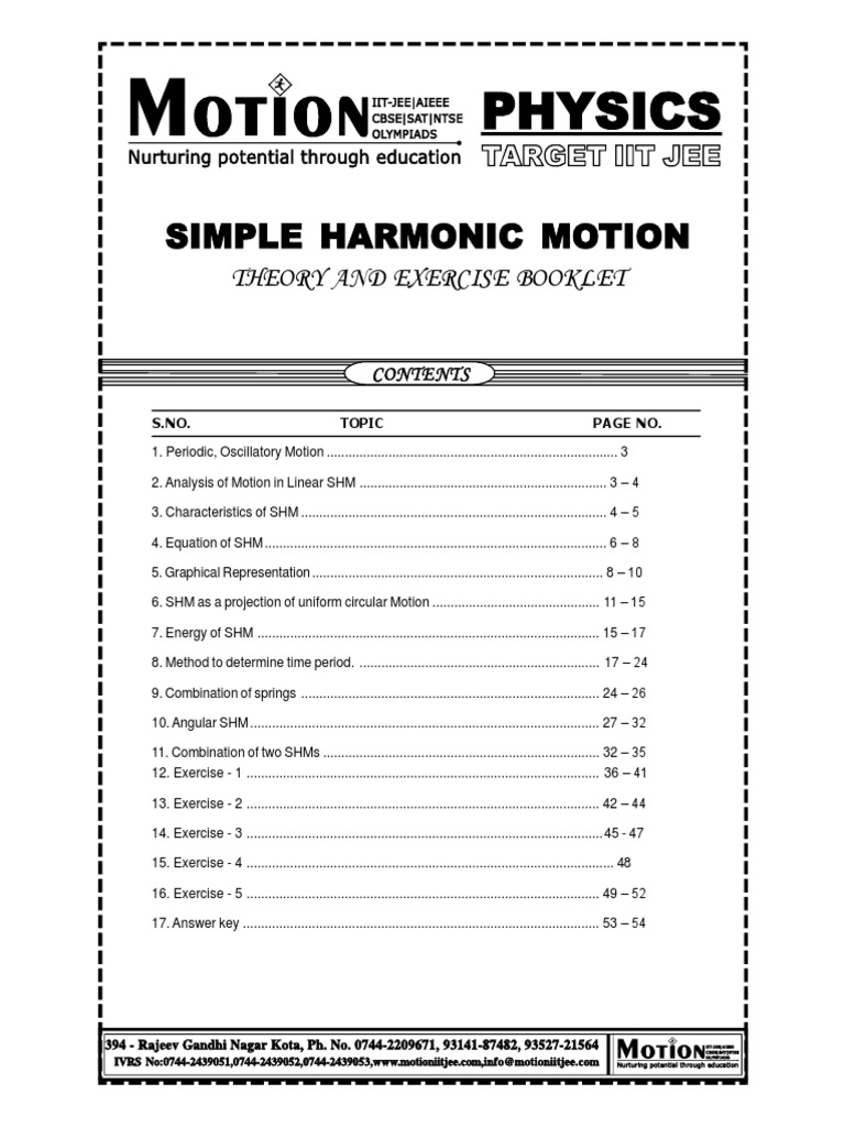 13.simple Harmonic Motion | PDF | Oscillation | Rotation Around A Fixed Axis