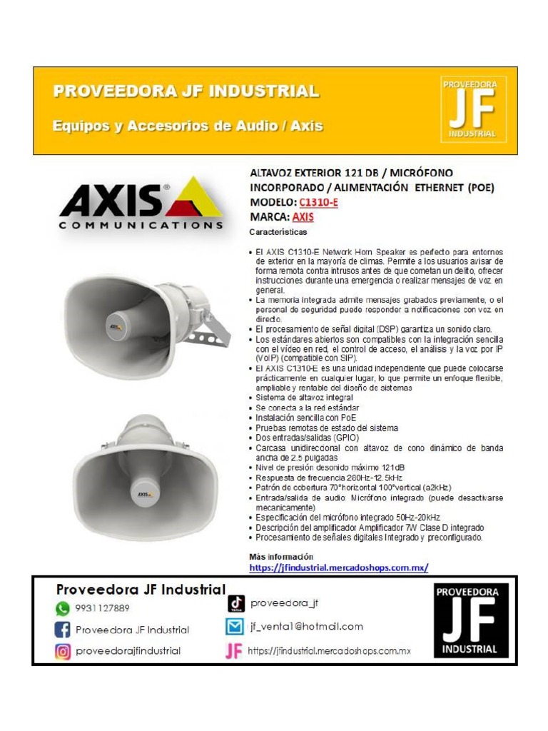 Altavoz Exterior Axis C1310-E | PDF