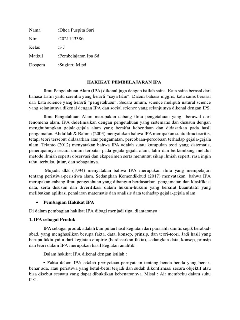 Pembelajaran Ipa SD | PDF