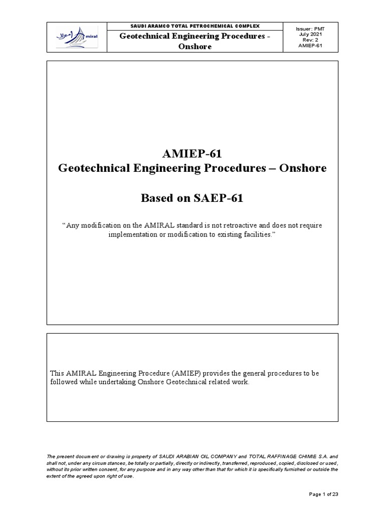 AMIEP-61 - 2 - Geotechnical Engineering Procedures-Onshore | PDF | Geotechnical Engineering ...