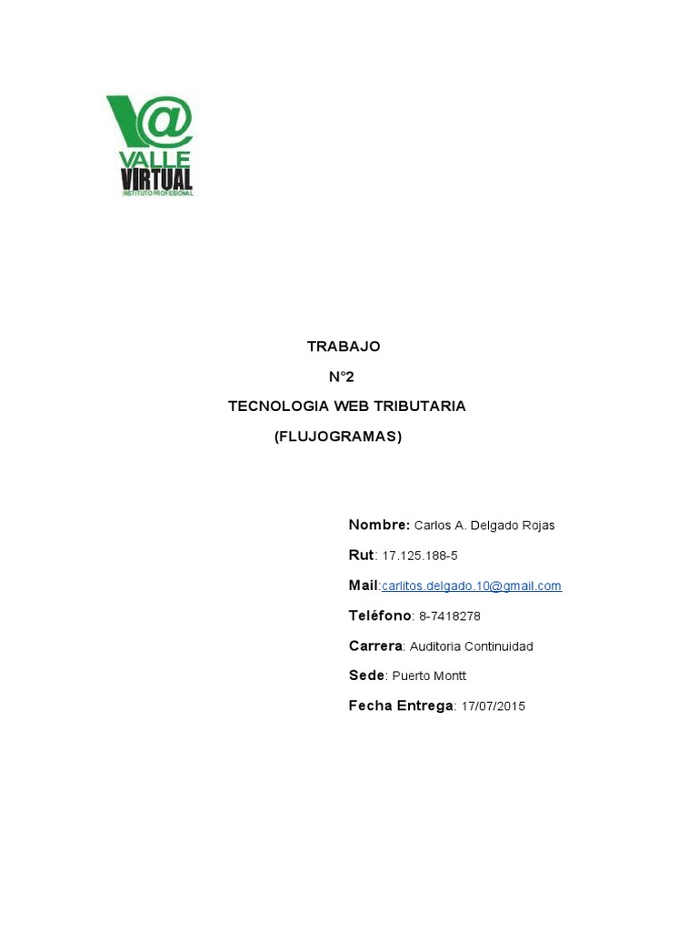 Trabajo N°2 Tec Web Tributaria Flujograma | PDF | Informática