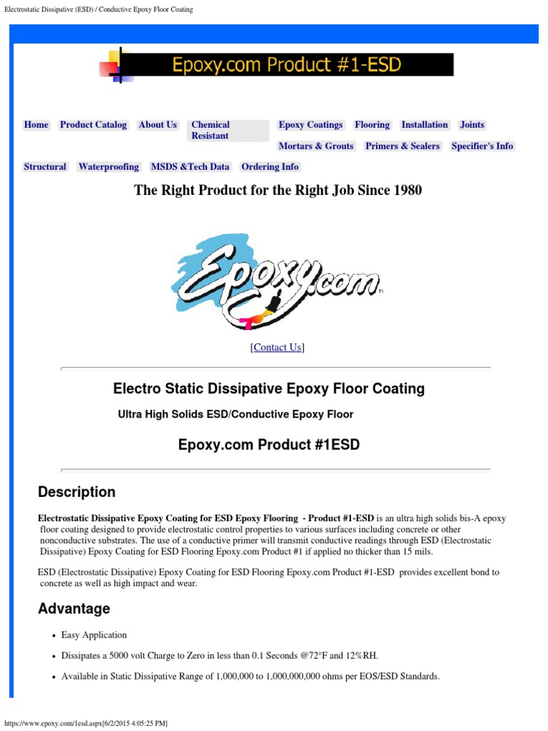 1 Electrostatic Dissipative ESD Conductive Epoxy Floor Coating | PDF ...