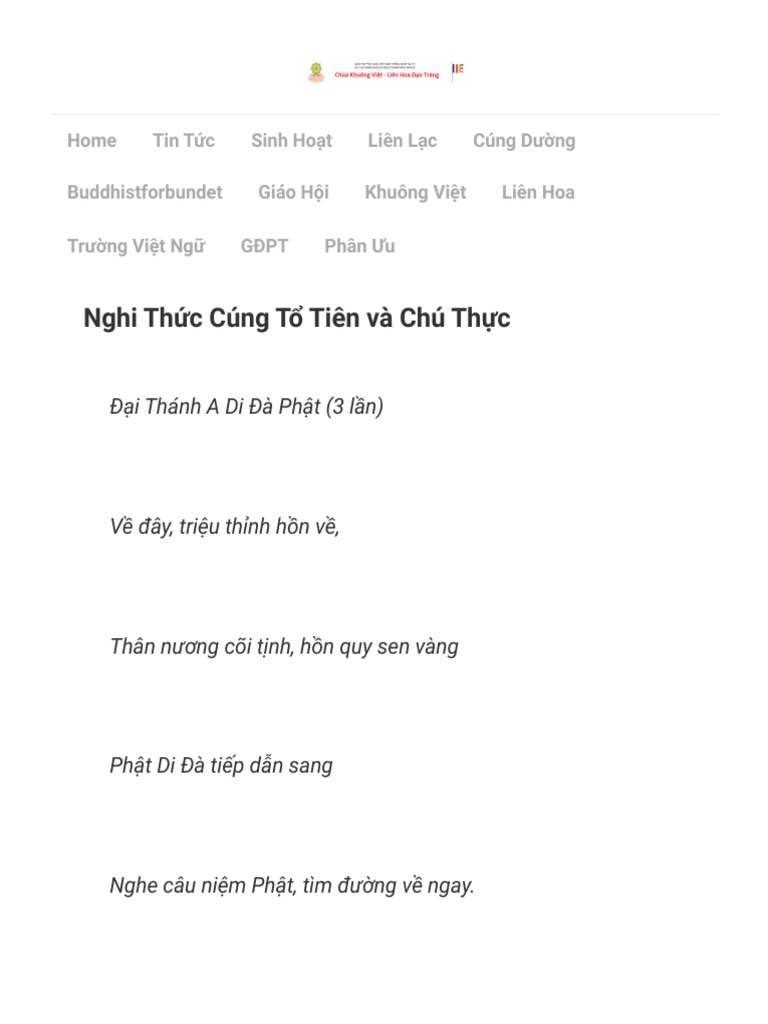 Nghi TH C Cúng T Tiên Và Chú TH C - Khuong Viet Tu | PDF