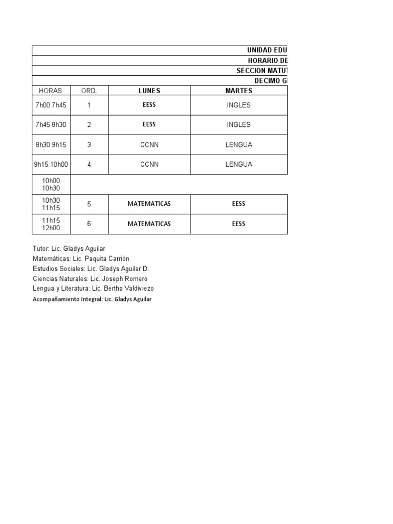 Horario 10 C 2023 - 2024 | PDF