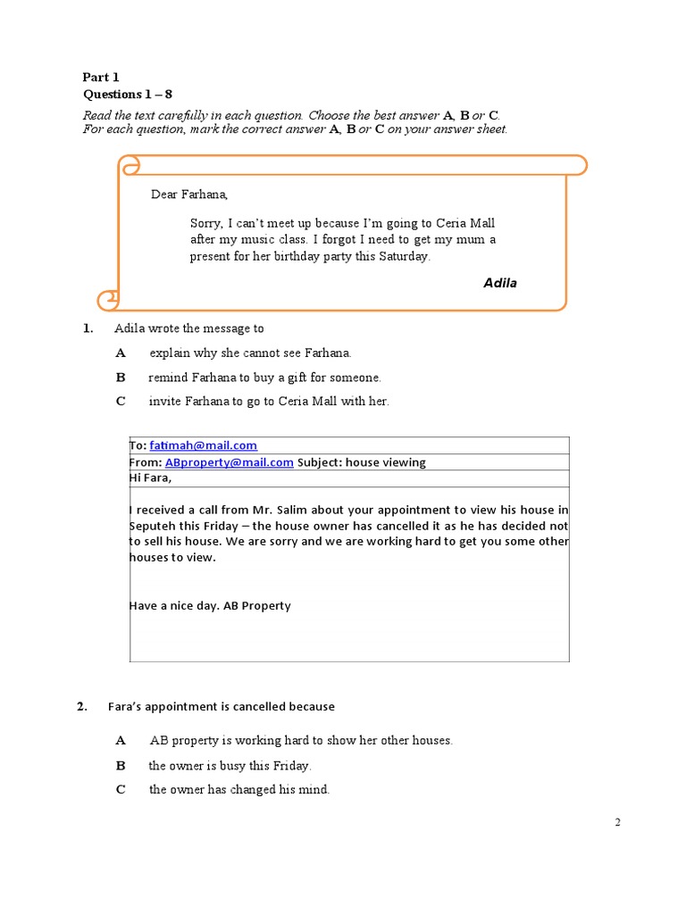 Read The Text Carefully in Each Question. Choose The Best Answer A, B ...
