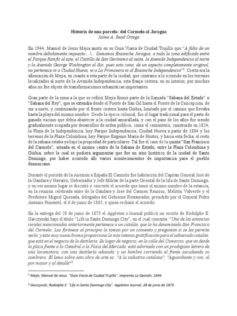 Historia de Una Parcela: Del Carmelo Al Jaragua | PDF | República ...