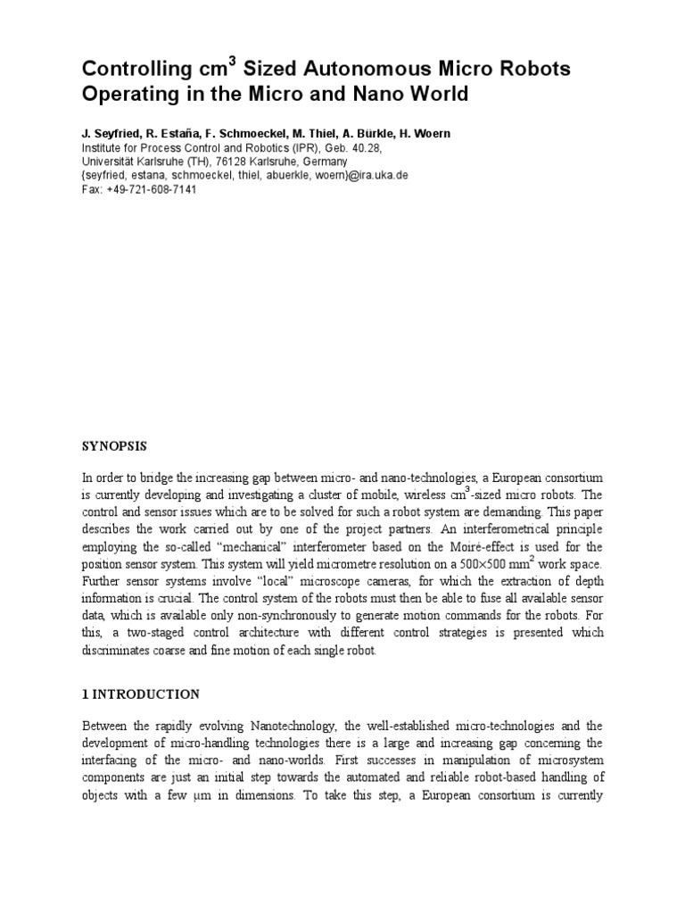 Controlling CM Sized Autonomous Micro Robots Operating in The Micro and ...
