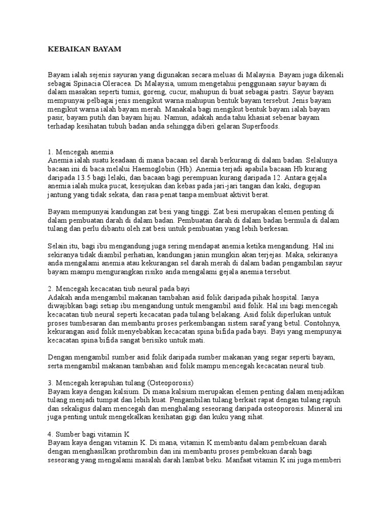 Kebaikan Bayam PDF | PDF