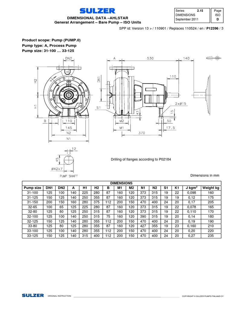 Dimension - A Series 31-100 To 33-125 | PDF