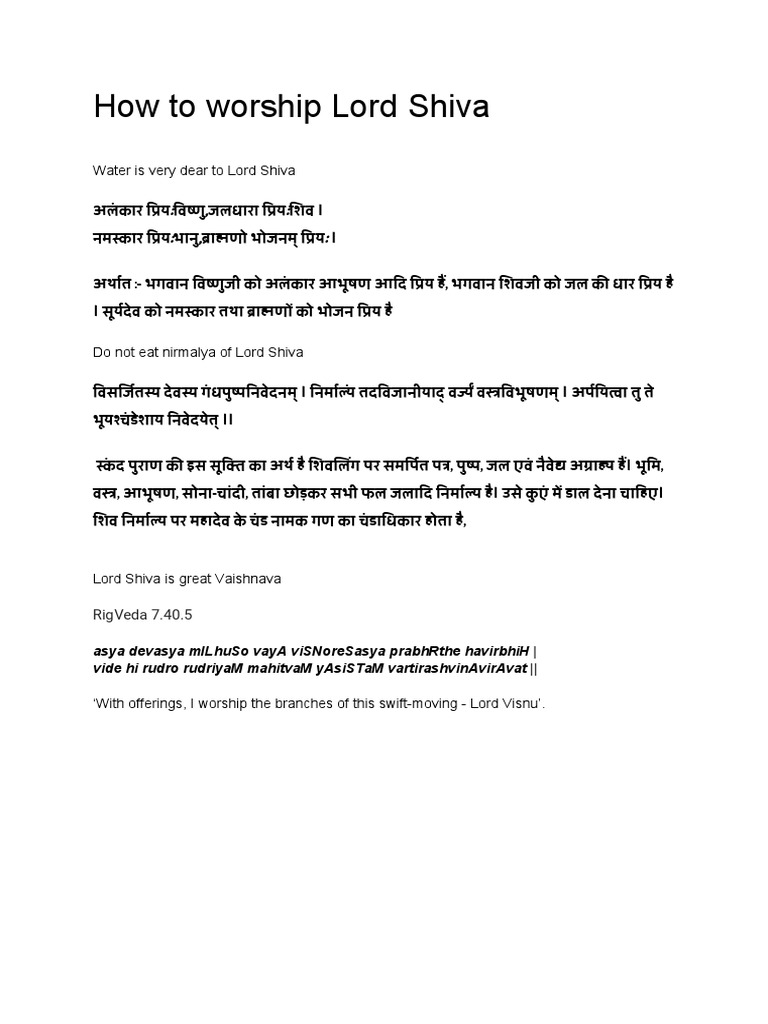 Worship Practices for Lord Shiva | PDF