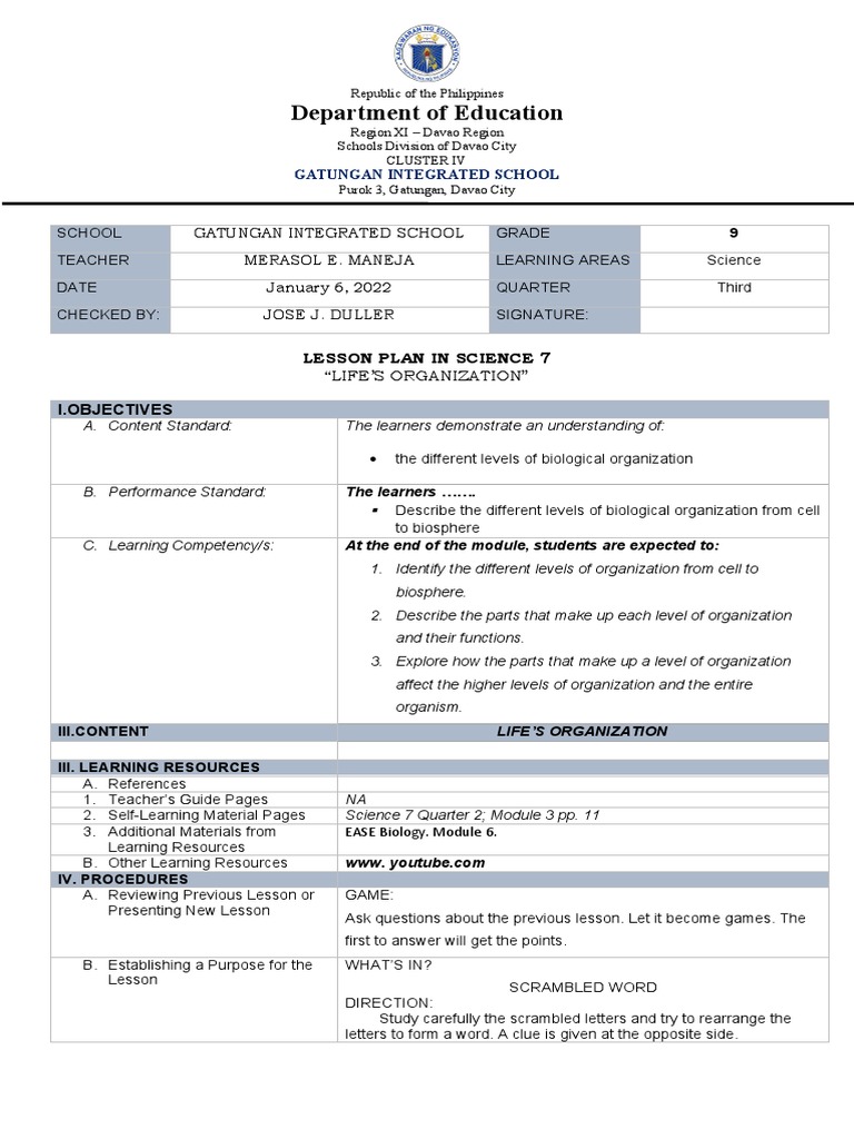 Cell Organization g7-q2 | PDF | Learning | Organisms