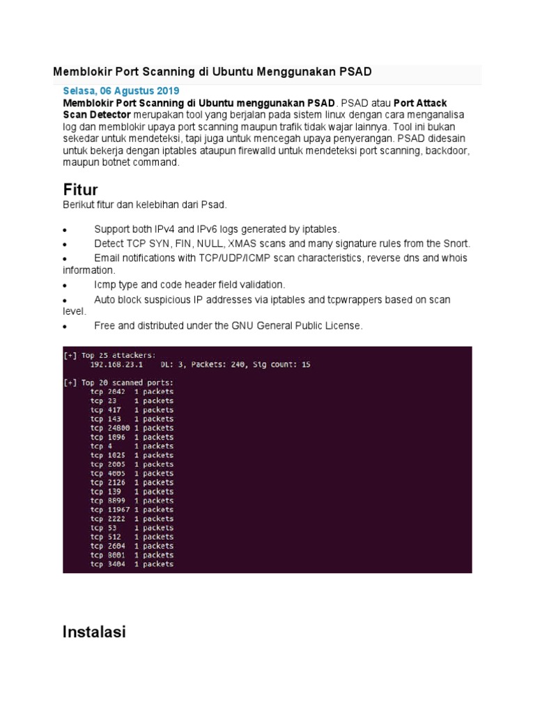 Memblokir Port Scanning Di Ubuntu Menggunakan Psad Pdf 